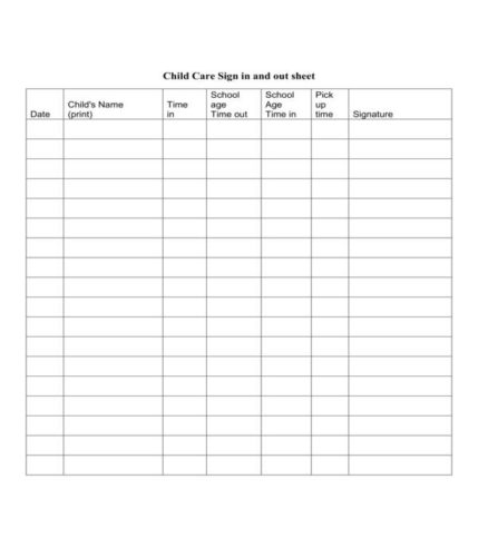 √ Childcare Sign-in Sheet (Free Printable Excel Template)