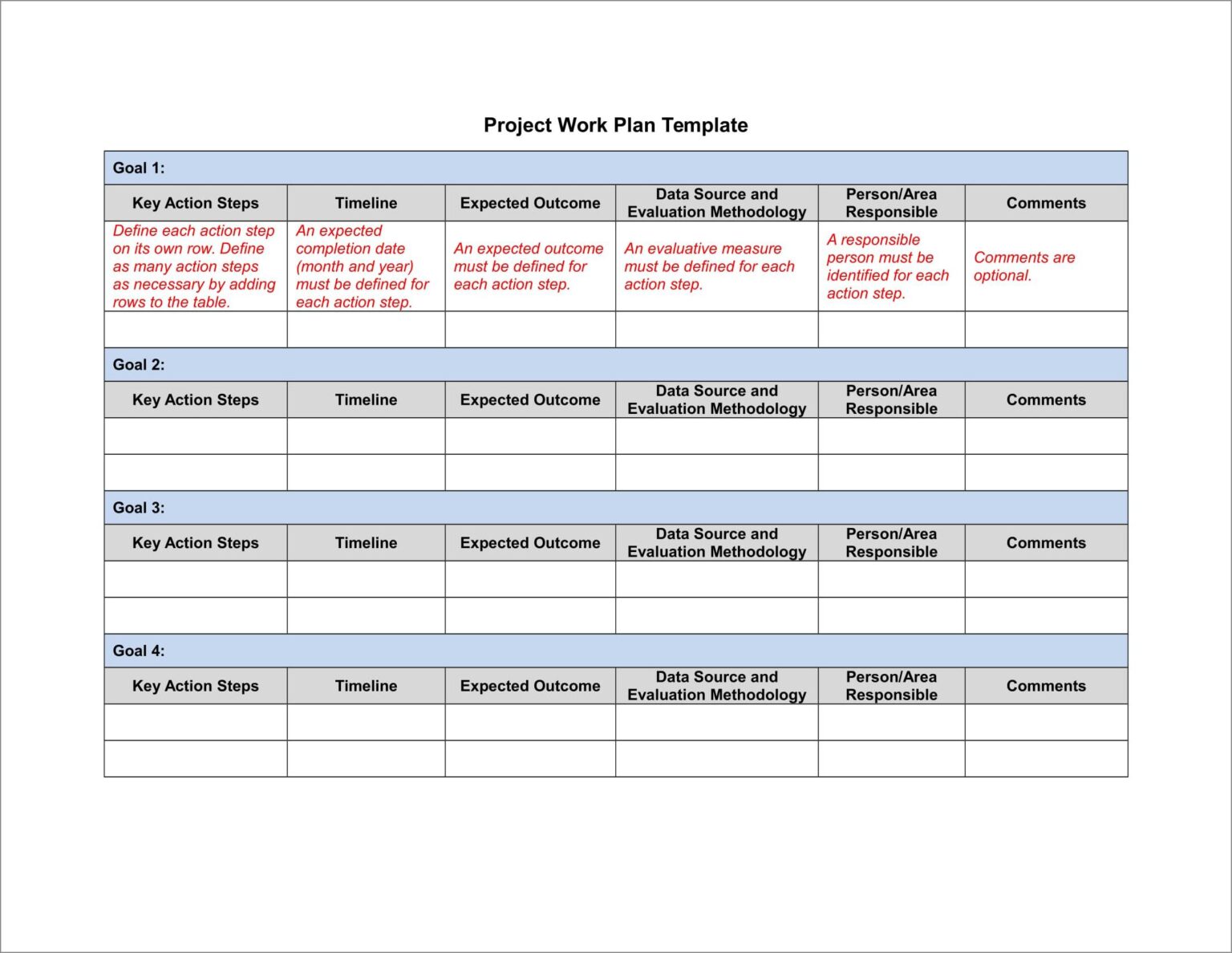 √ Free Printable Work Action Plan Template